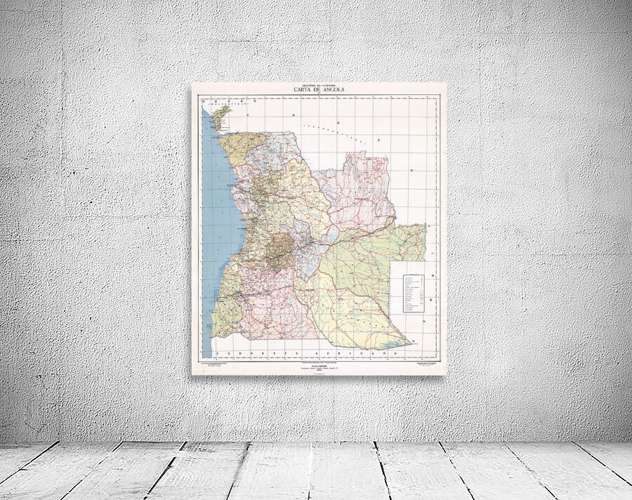1966 Map of Angola – Pre-Independence Colonial-Era Map of Southwest ...