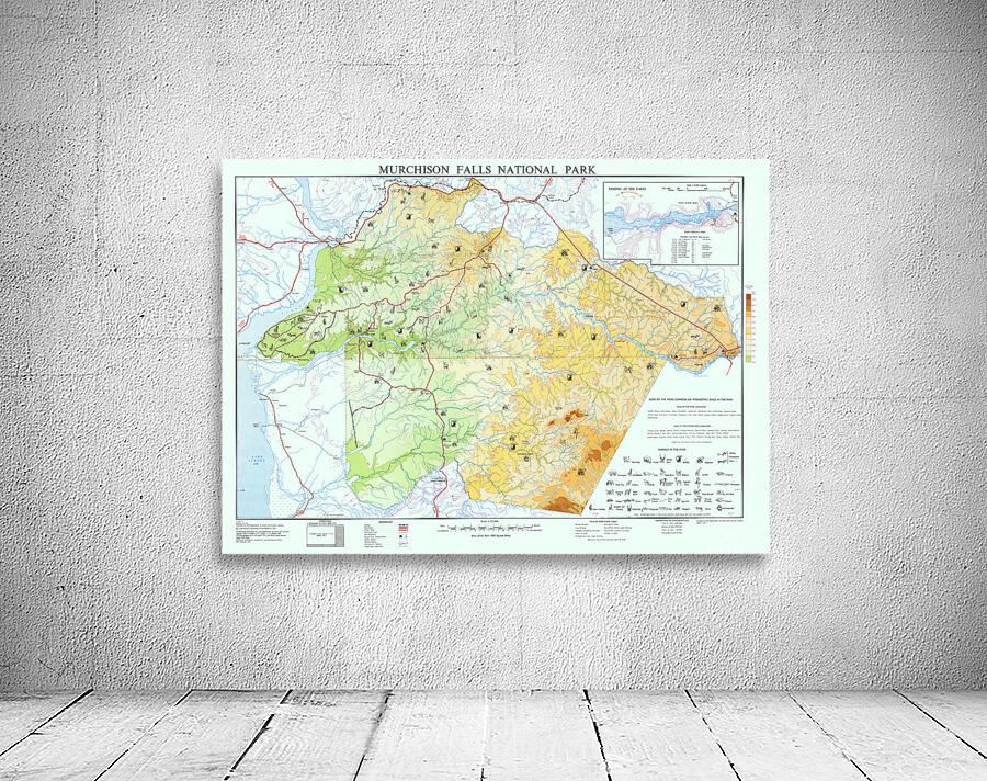 1963 Map of Murchison Falls National Park Uganda – Mid-Century African ...