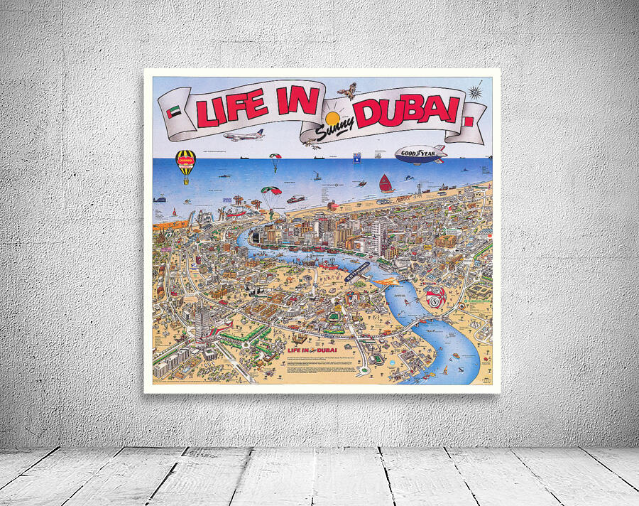 Pictorial Tourist Map of Dubai – Vintage Illustrated Map Reproduction ...