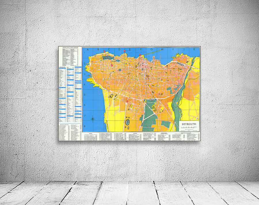 1962 Map of Beirut Lebanon – Mid-20th Century Historical City Map ...