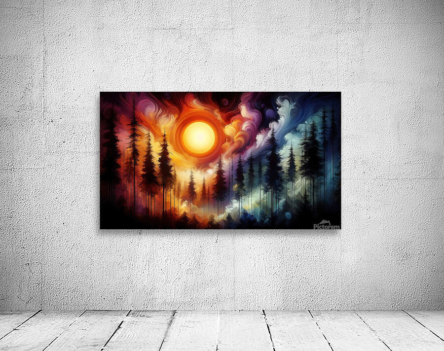 Abstract Forest Vibrant Sunset Illuminates Mystical Landscape by UGO ...