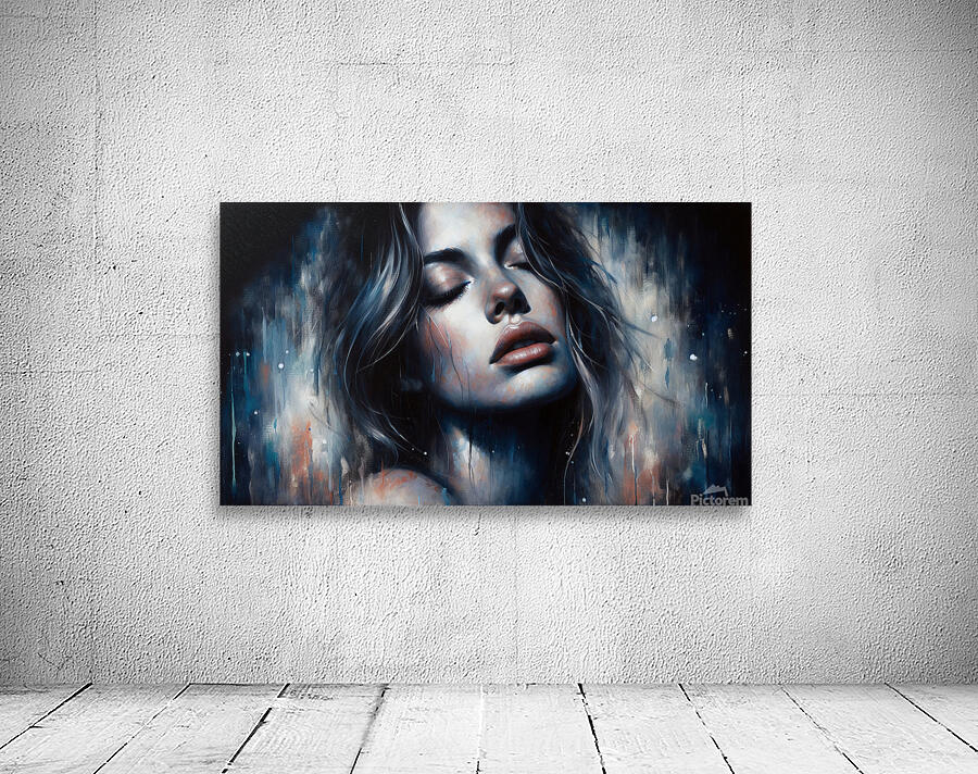 Sad Woman Portrait Dark Moody Painting by UGO ROMANO Wall Art