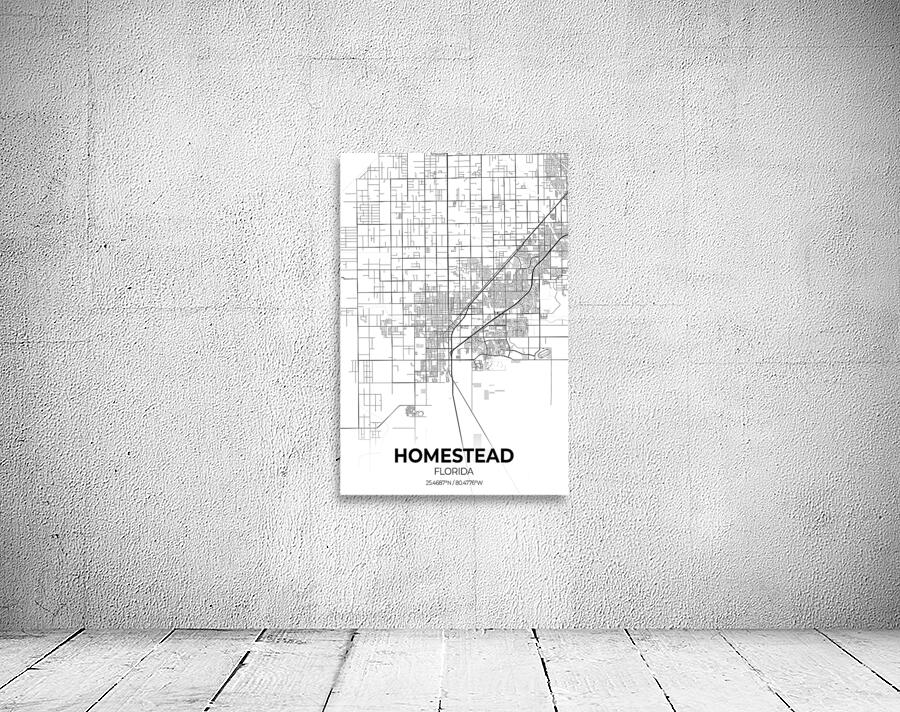 Homestead Florida City Map Print by Conceptual Photography Wall Art