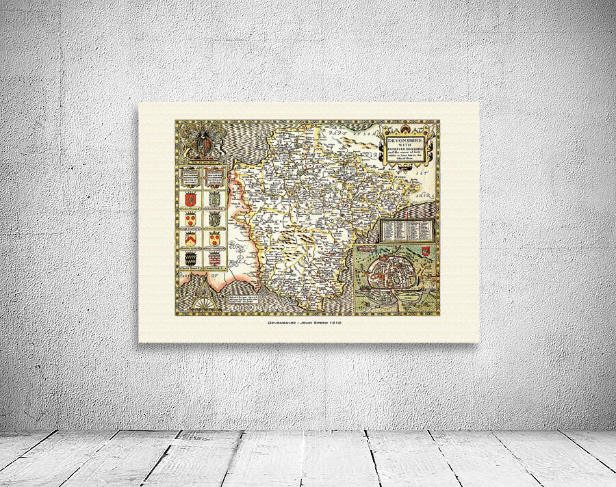 Historic Map - Devon - England - John Speed 1610 by AA Images Wall Art