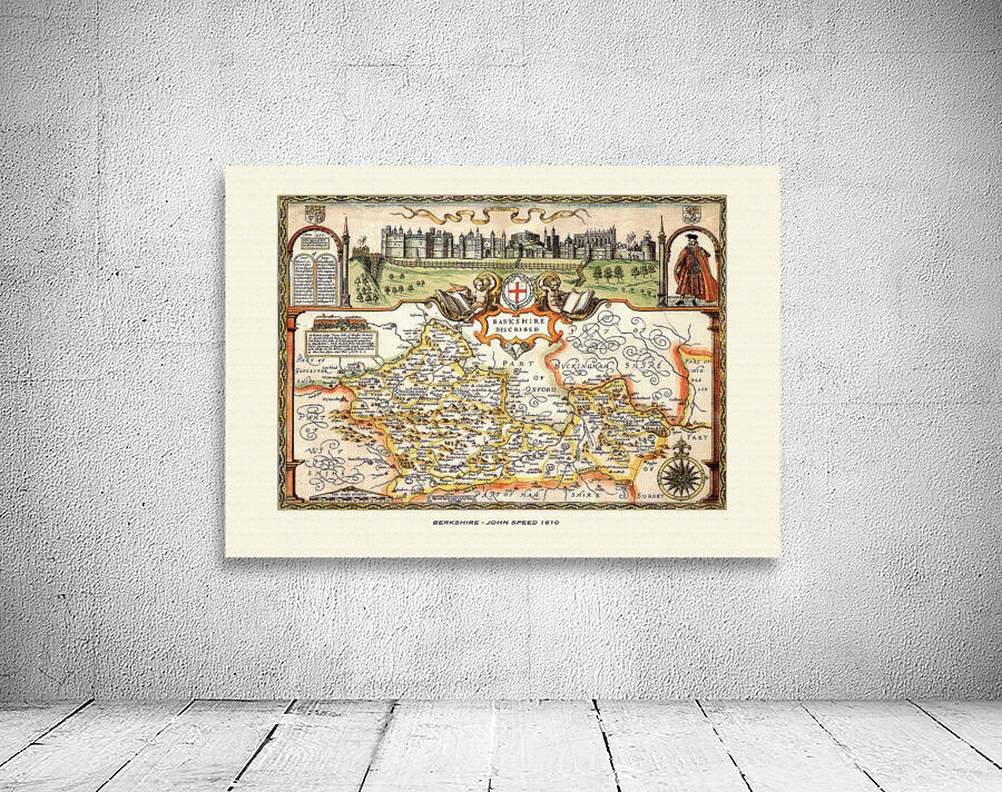 Historic Map - Berkshire - England - John Speed 1610 by AA Images Wall Art