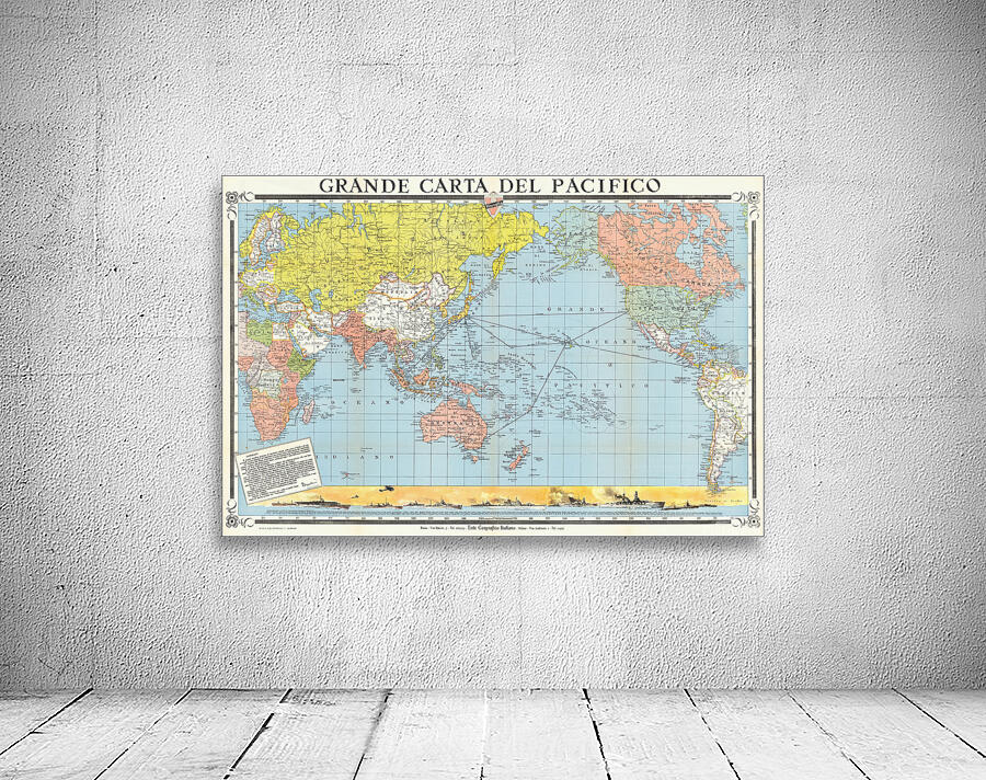 1941 Italian World War II Map of the World Showing Axis Powers Colonial ...