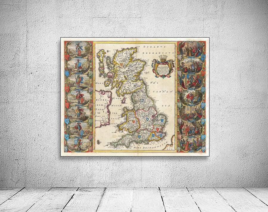 17th Century Map Showing the Saxon Kingdoms of Britain – Historical ...