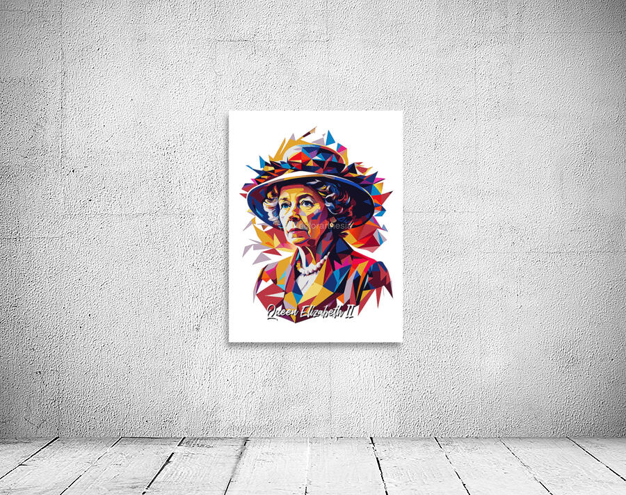Queen Elizabeth II Portrait Pop Art Wpap by Vectorartnesia Wall Art