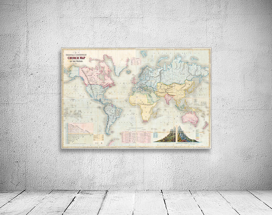 1842 Colonial Missionary Church Map of the World – Religious Influence ...