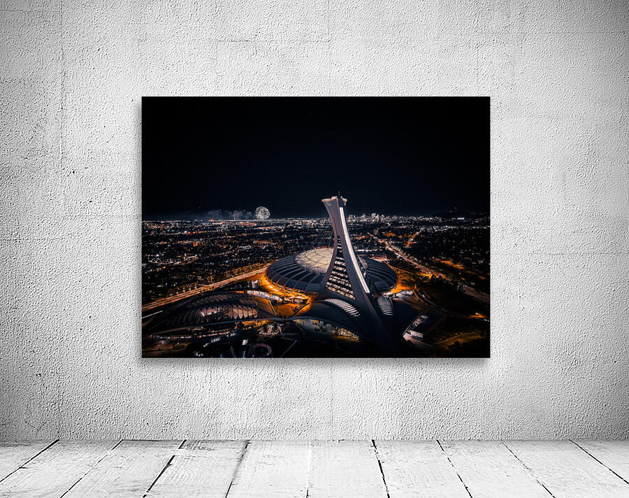 The olympic parc and the Montreal fireworks by Hicham Mtl Wall Art