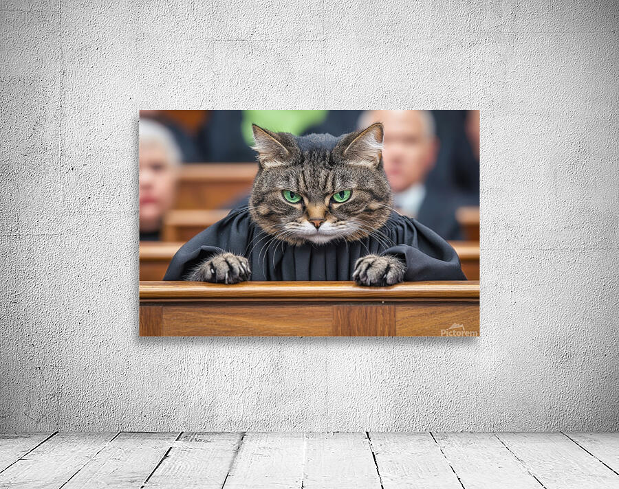 Funny Cat Art - The Honorable Feline Judge by Matthias Hauser Wall Art