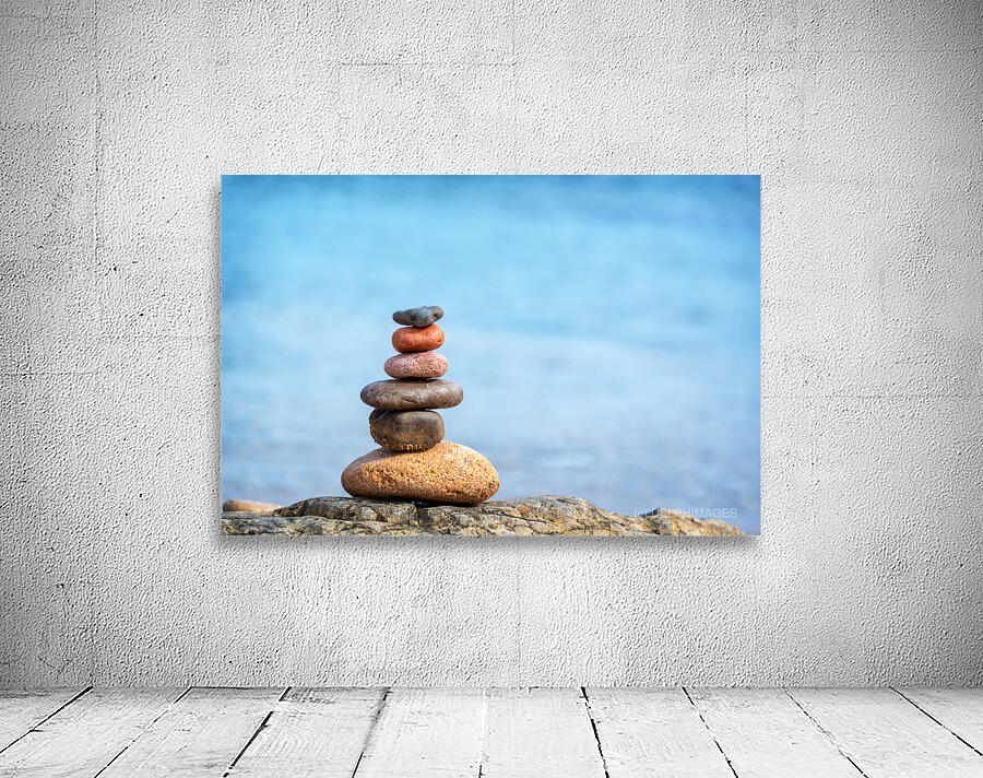 Pile of beach pebbles balanced stones still life by DELPHIMAGES Wall Art