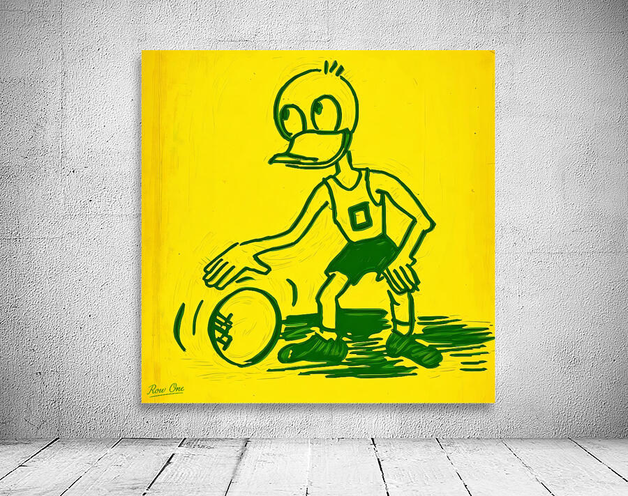 Vintage Oregon Duck Basketball Cartoon Art by Row One Brand Wall Art