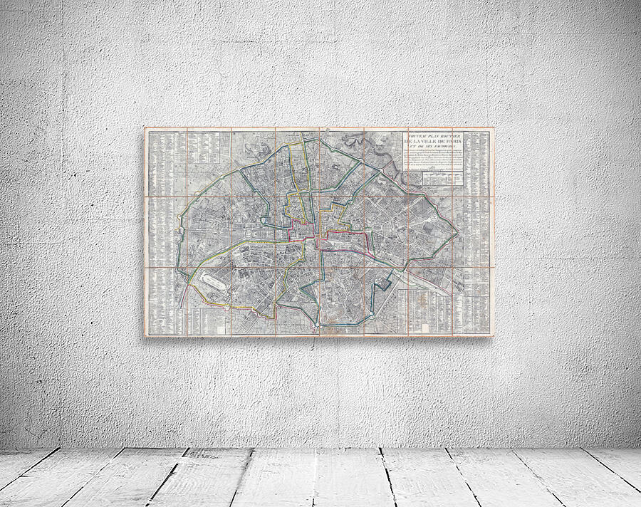 1811 Map of Paris France Showing Arrondissements Monuments and Urban ...