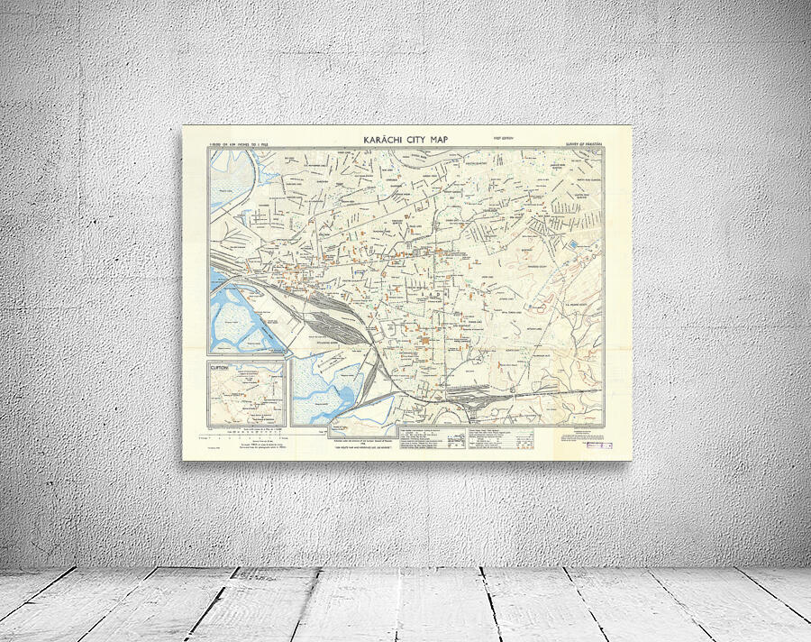 1954 Map of Karachi Pakistan Showing Administrative Districts Coastal ...