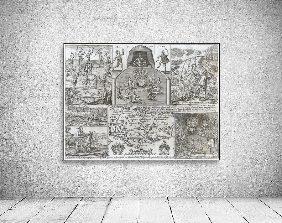 1624 John Smith Map of Ould Virginia by History In Your Home Wall Art