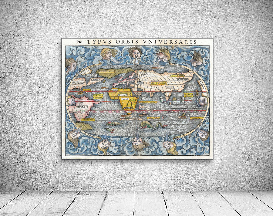 1540 Munster Map of the World by History In Your Home Wall Art