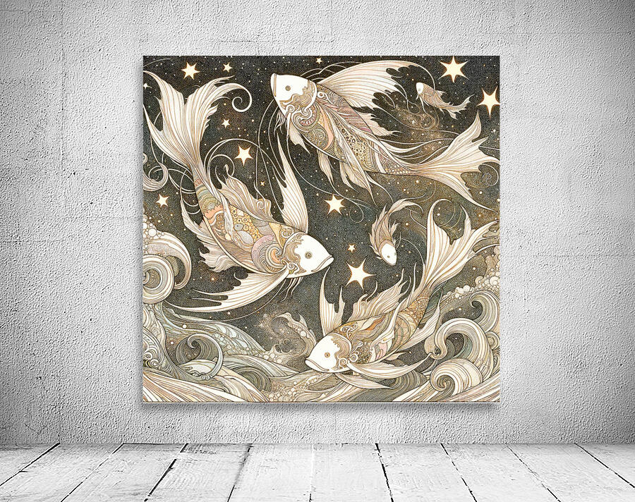 Fish Illust Art Nouveau royalty by BOUBAKRISOUFIANE Wall Art