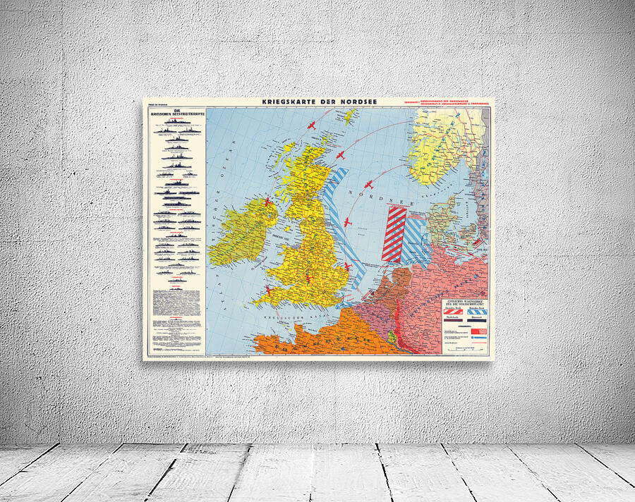 1940 Nazi German Kriegsmarine Military Map of Europe – World War II ...