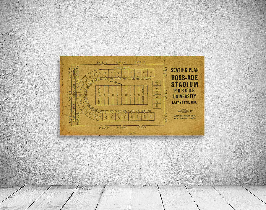 1940s Purdue Ross-Ade Stadium Map by Row One Brand Wall Art