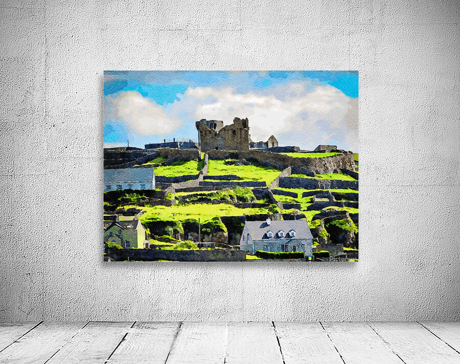 Watercolor painting of Inishmore landscape showcasing historic ruins ...