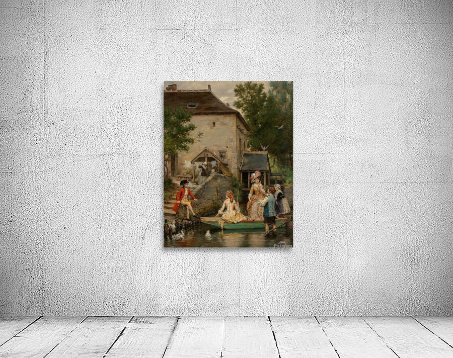 The boating party by Pierre Outin [1840–1899] by MyCozyFineArt Wall Art