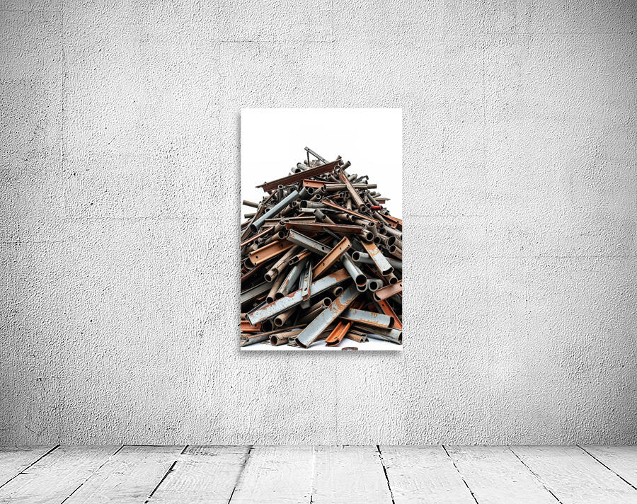 203 Pile of scrap metal at recycling junkyard on by artvi Wall Art