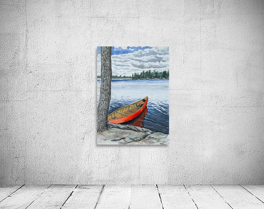 The Red Canoe Painting by Stephen Emms Wall Art