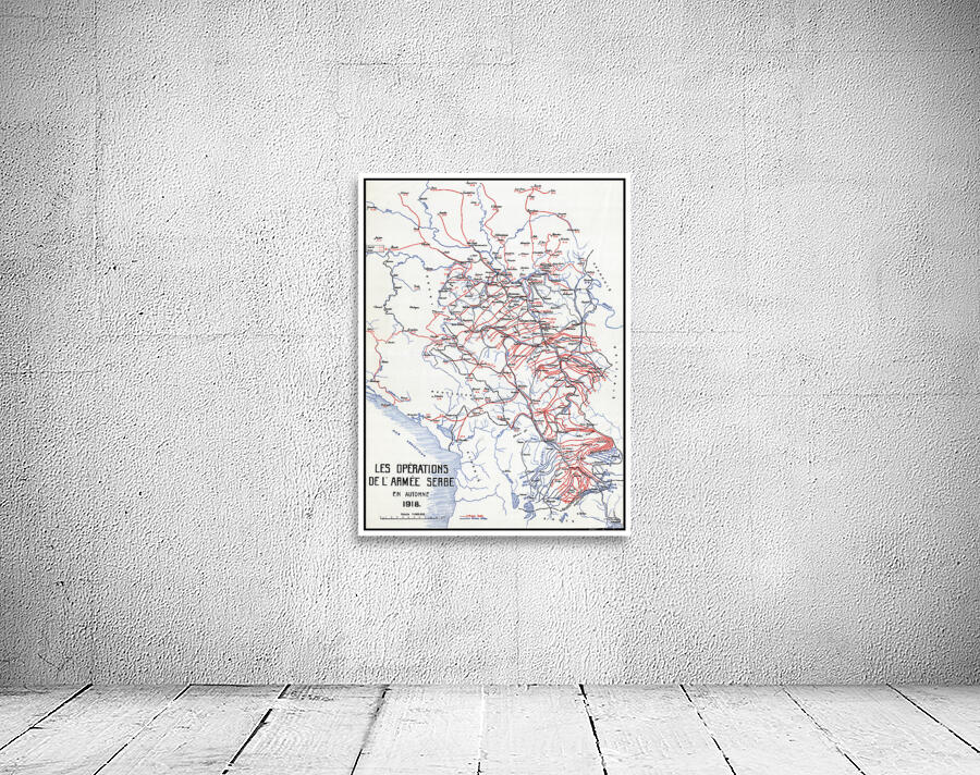 1918 WW1 Military Map of Serbia by History In Your Home Wall Art