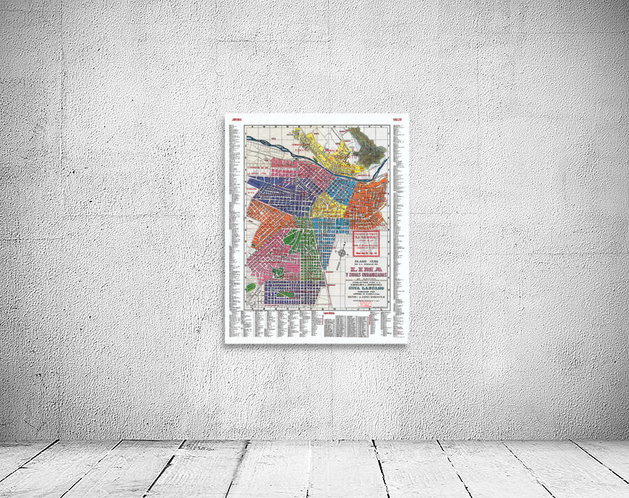 1940 Map of Lima Peru by History In Your Home Wall Art