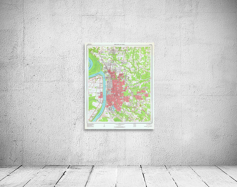 1963 Map of Baton Rouge Louisiana by History In Your Home Wall Art