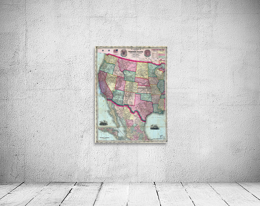 1869 Map of the Western United States by History In Your Home Wall Art