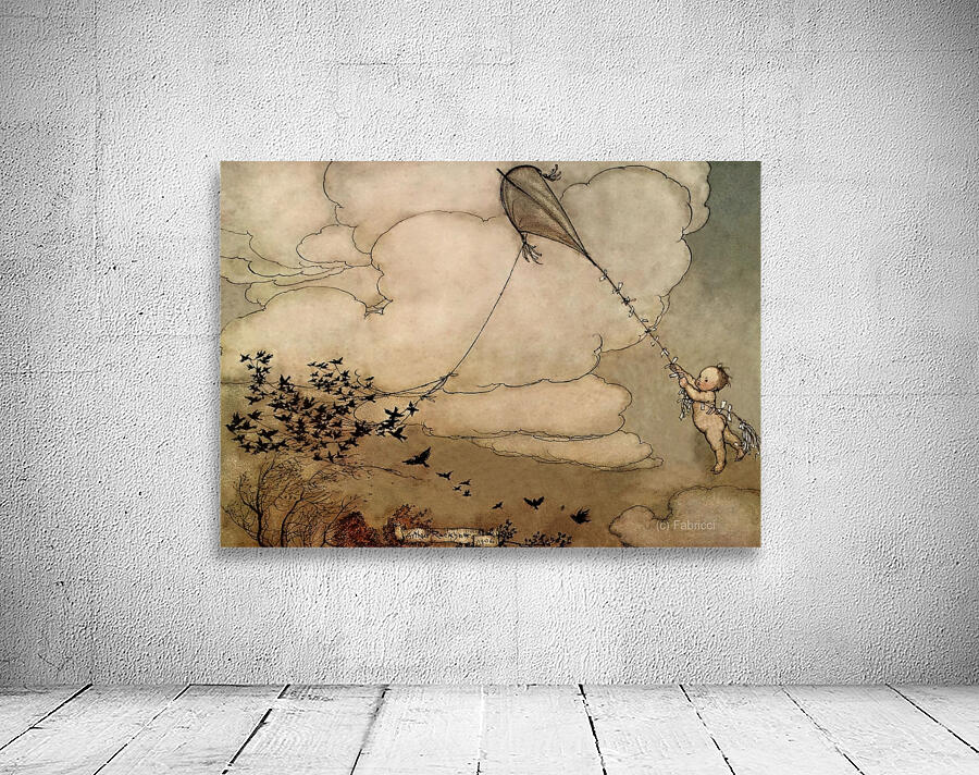 Away on a Kite Fantasy Art by Arthur Rackham by Fabricci Wall Art