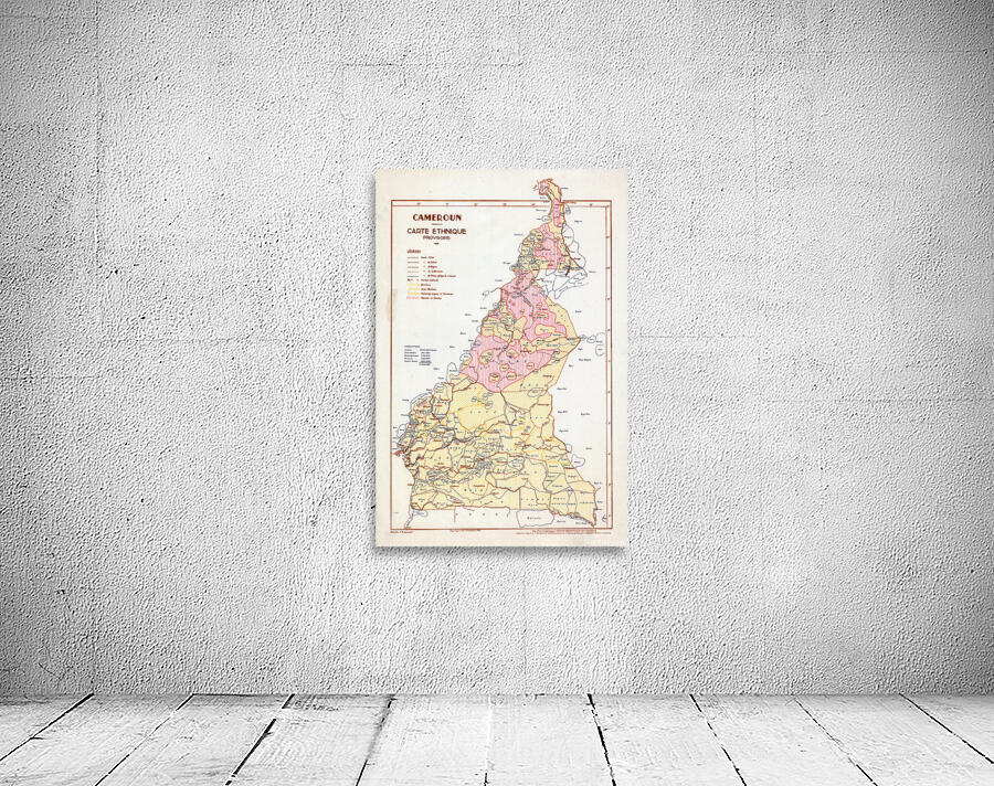 1949 Ethnographic Map of Cameroon by History In Your Home Wall Art