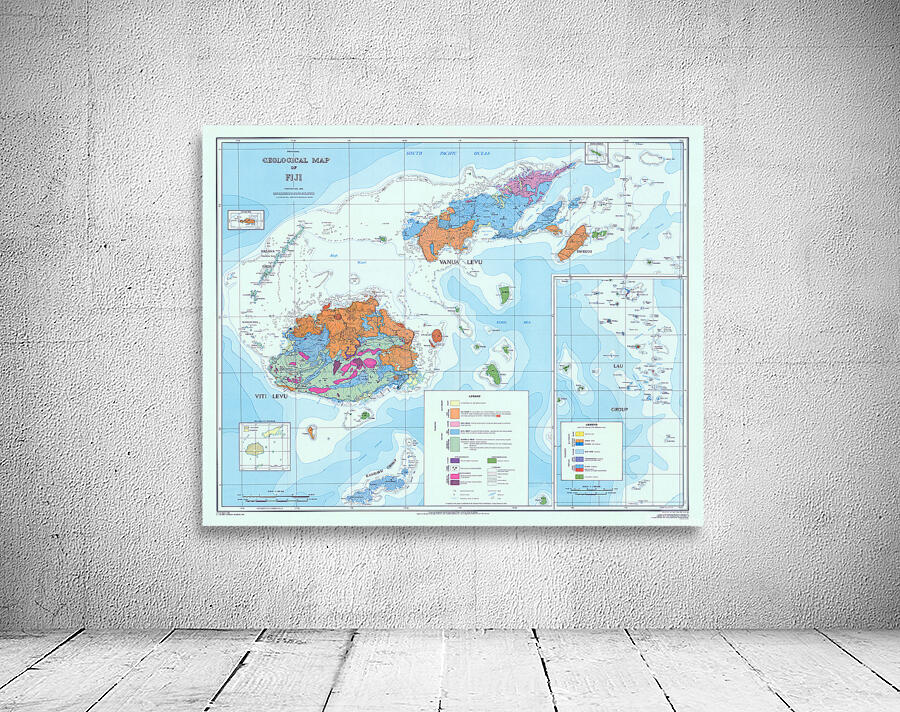 Geological Map of Fiji Islands by History In Your Home Wall Art