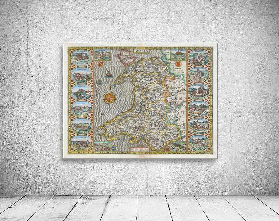1610 John Speed Map of Wales by History In Your Home Wall Art