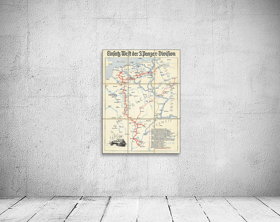 1940 German Military Map of the 3rd Panzer Division Role in the Fall of ...