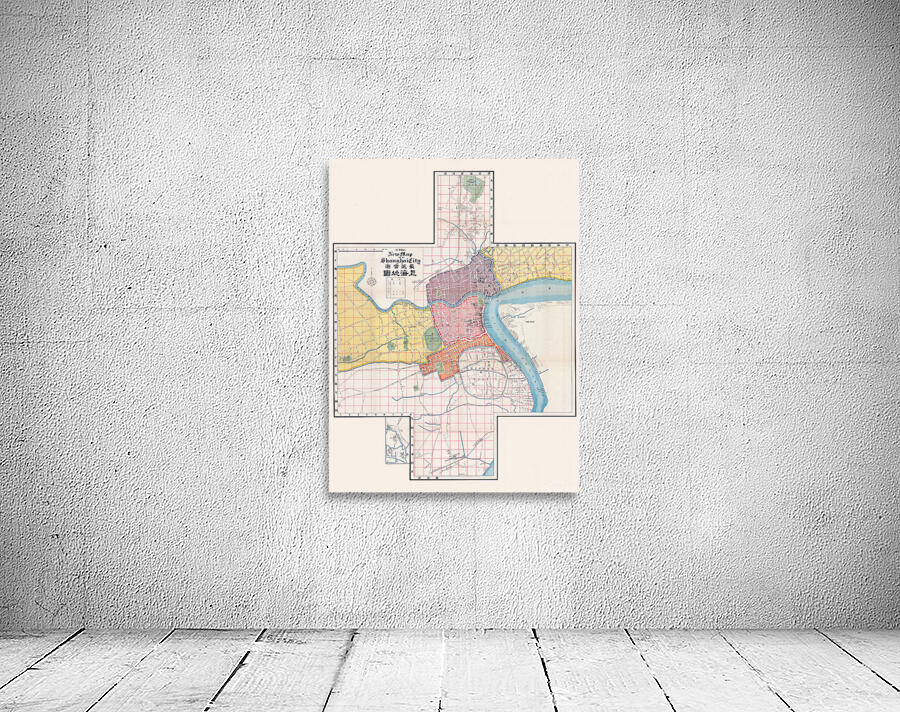 1916 Map of Shanghai China by History In Your Home Wall Art