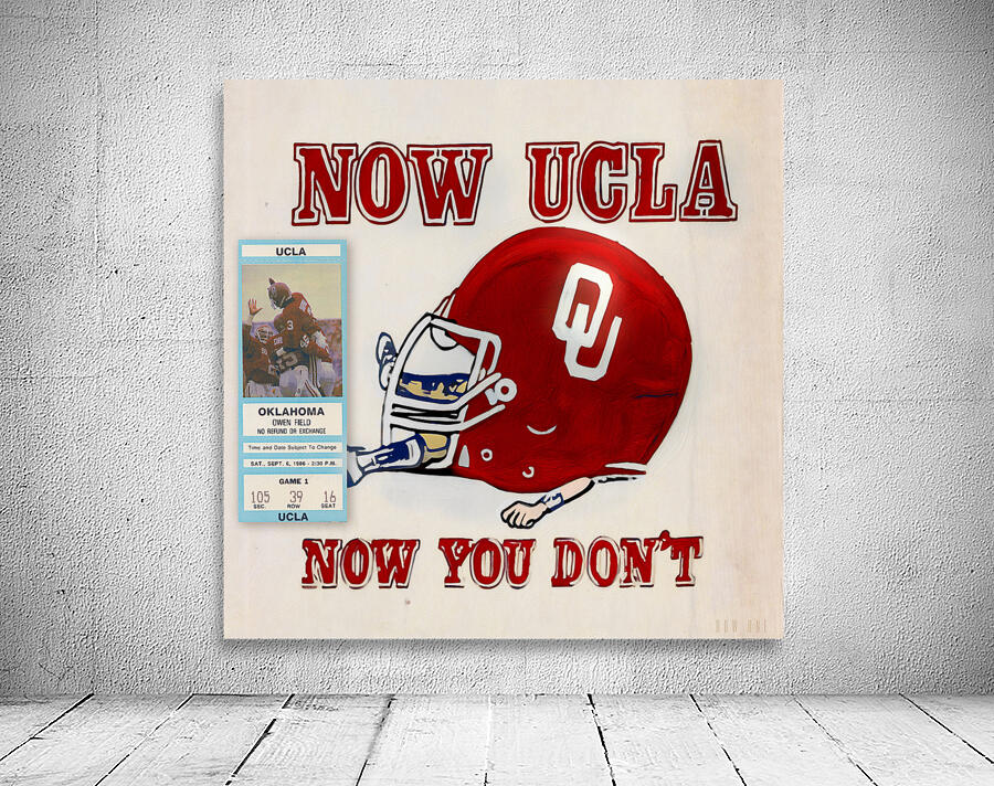 1986 Oklahoma Sooners vs. UCLA Cartoon Art by Row One Brand Wall Art