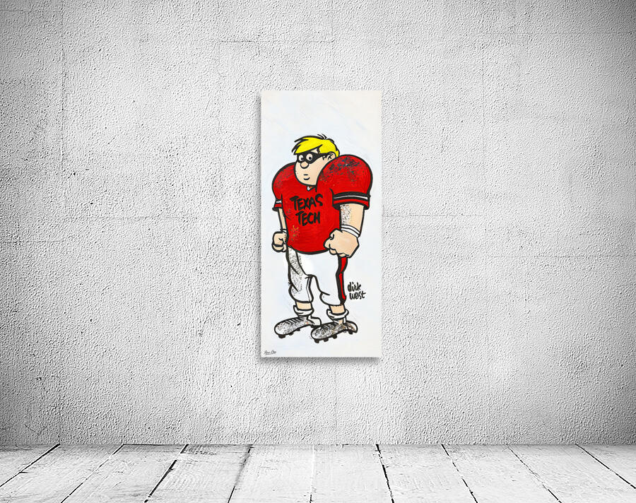 Dirk West Texas Tech Football Player Cartoon Art by Row One Brand Wall Art