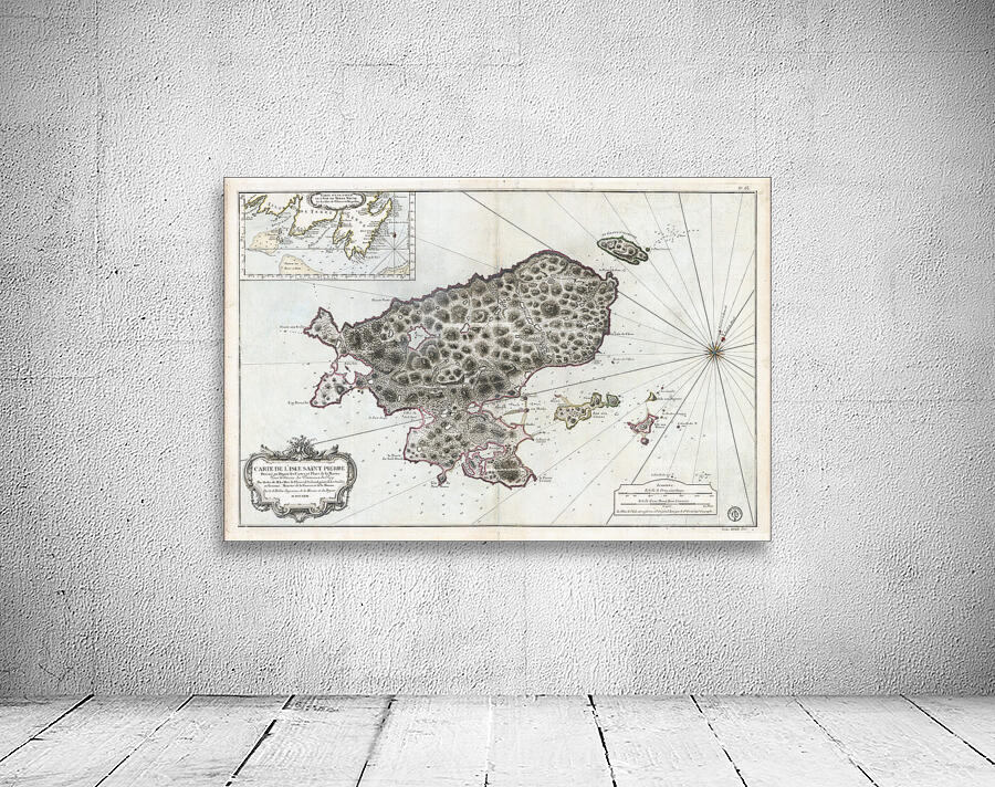 1763 Map of Saint Pierre Island by History In Your Home Wall Art