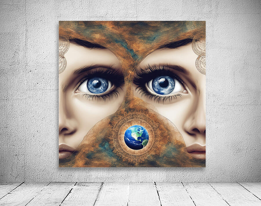 two beautiful Eyes and the earth Abstract style by AIGALLERY Wall Art