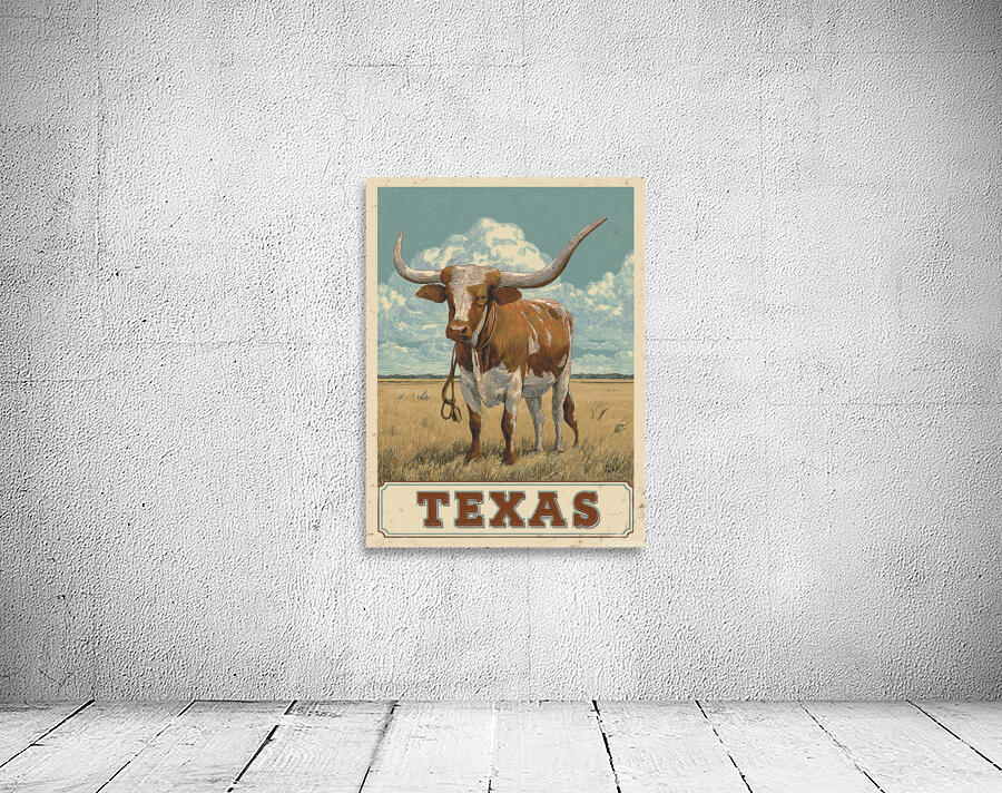 Vintage Texas Longhorn Poster by Wild River Wall Art