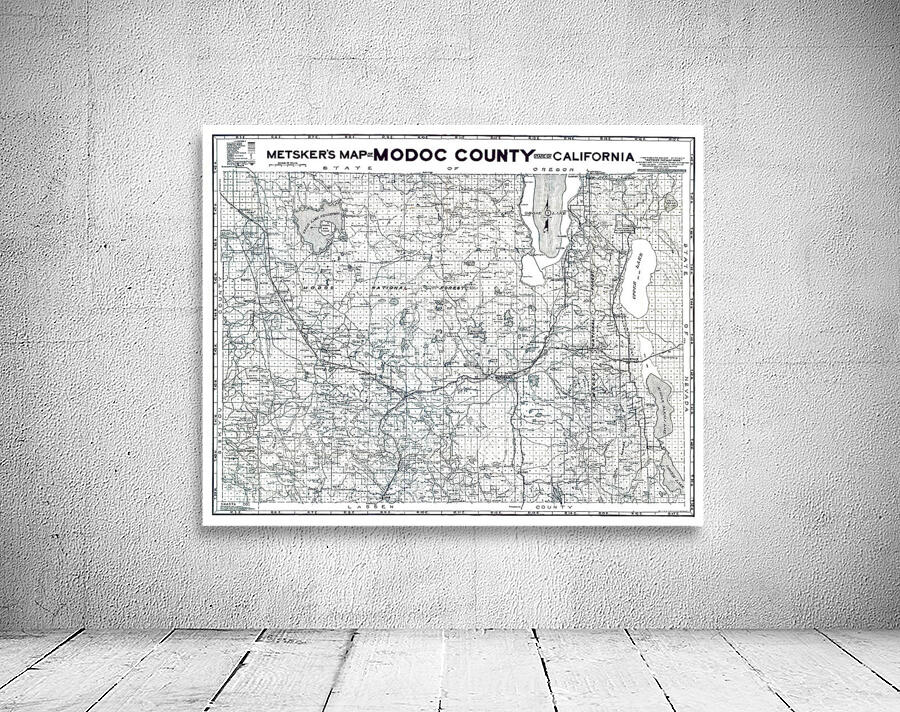 Map of Modoc County California by History In Your Home Wall Art