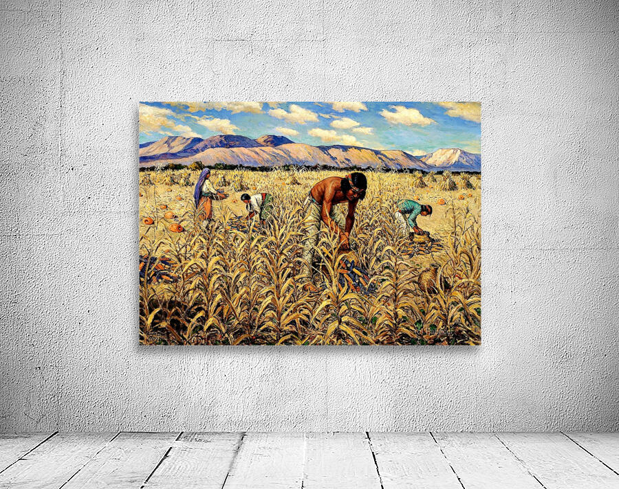 “Corn Harvest” Vintage Western Art by Carl Moon by Fabricci Wall Art