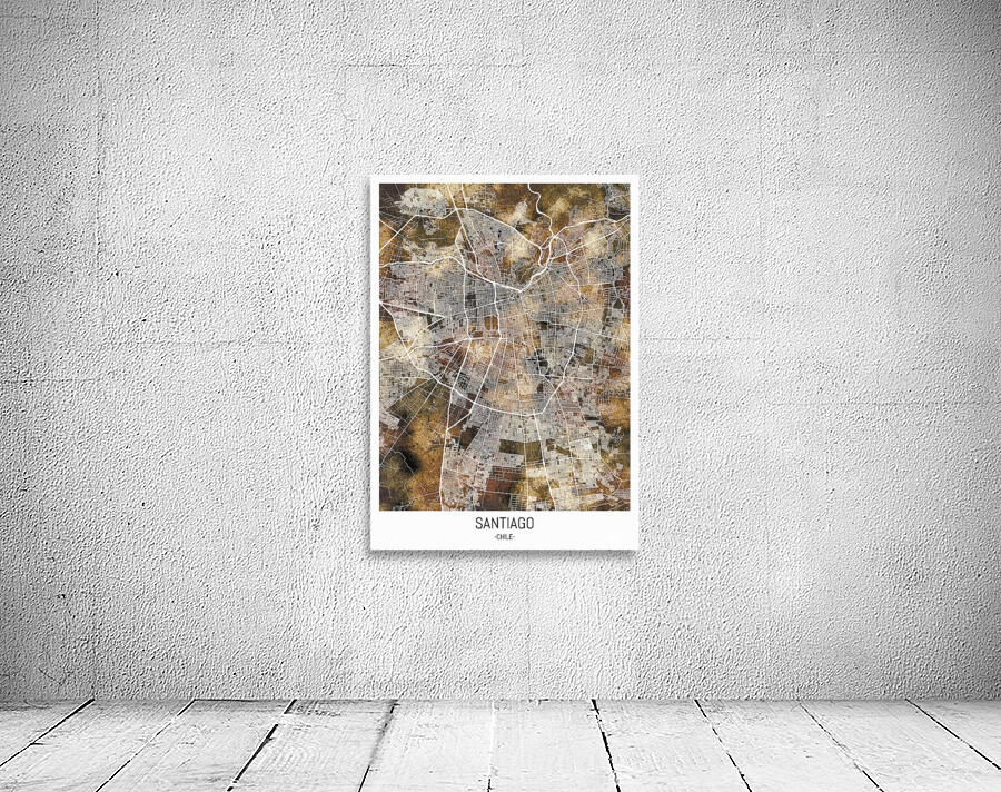 Santiago Chile City Road Map by Point Art Wall Art