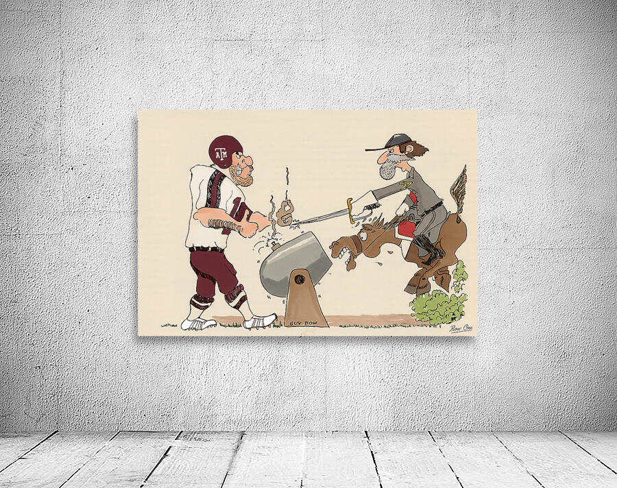 1980s Texas A&M Ole Miss Cartoon Art by Row One Brand Wall Art