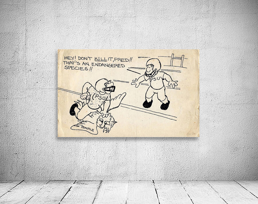 1970s Penn State Temple Cartoon Art by Row One Brand Wall Art