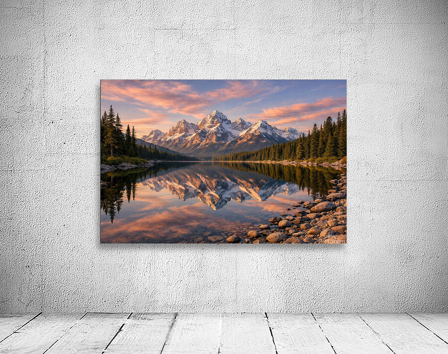 Golden Hour Alpine Reflection: Serene Mountain Lake Landscape Wall Art ...