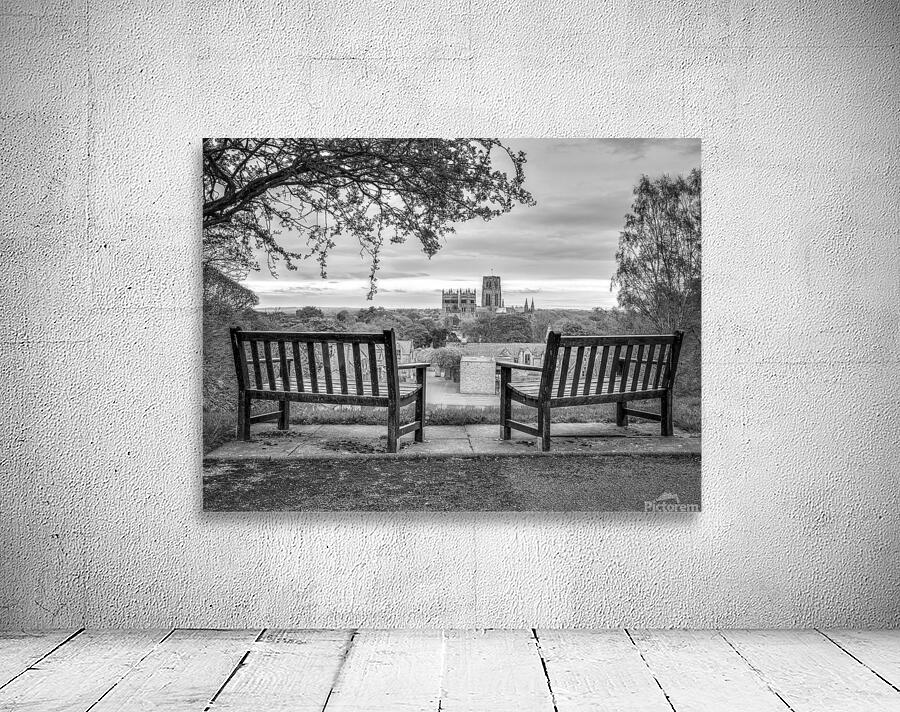 Park benches with Durham Cathedral in background by Assaf Frank Wall Art